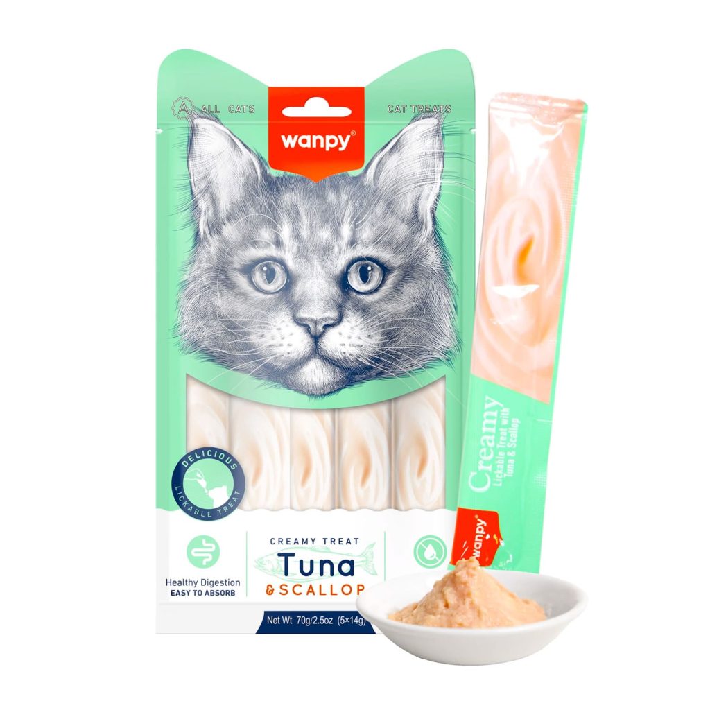 Wanpy Creamy Lickable Cat Treats – Tuna & Scallop (14gx5) - Petopia