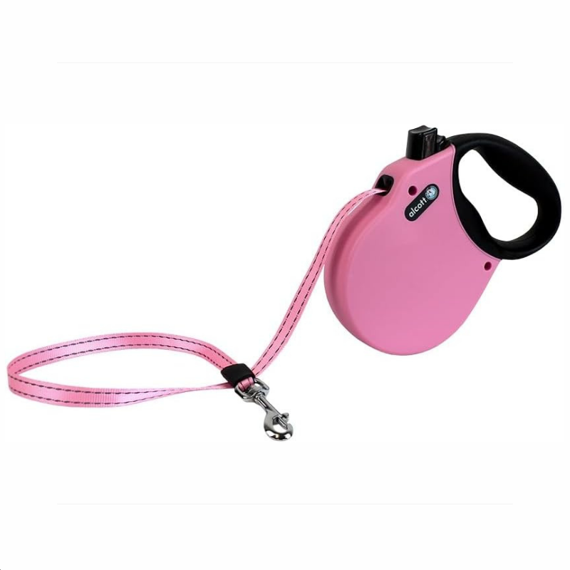 Alcott Adventure Small Pink Reflective & Retractable Dog Leash 5m (Up ...