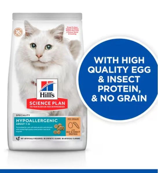 Hill's Hypoallergenic Cat Food with Egg & Insect Protein 1.5kg - Petopia